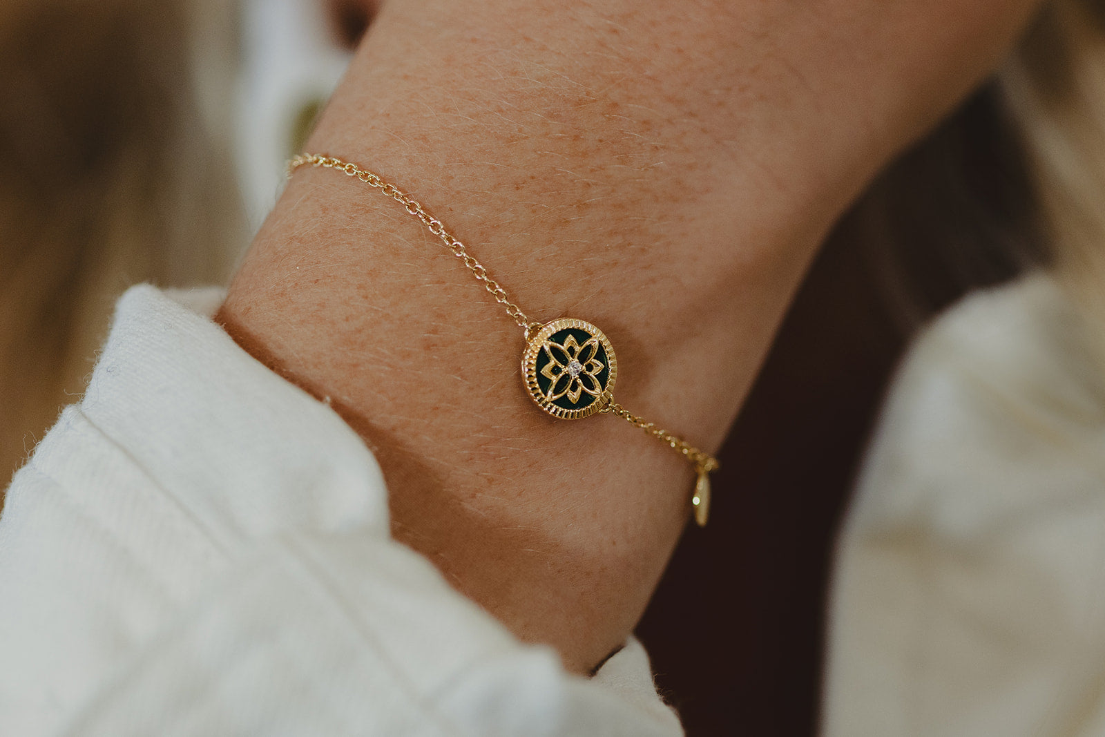 18K Yellow Gold & Enamel Cosmos Collection Bracelet – BrookeMicheleDesigns